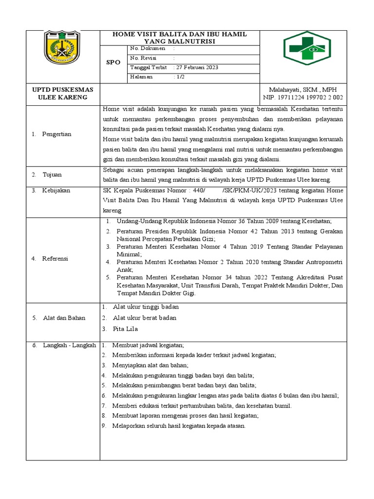 SOP Home Visit | PDF