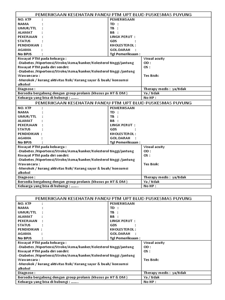 Form Blangko Pandu PTM | PDF