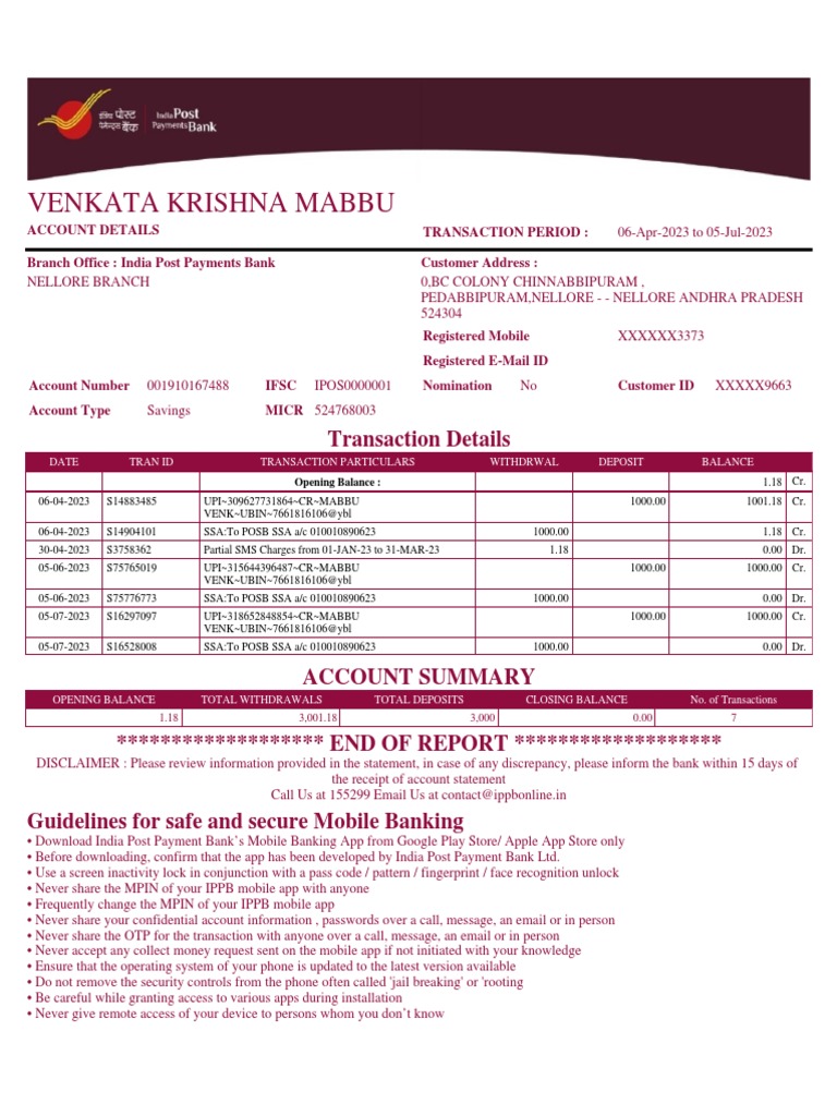 AccountStatement Report 6037519663 05072023 10 08 | PDF