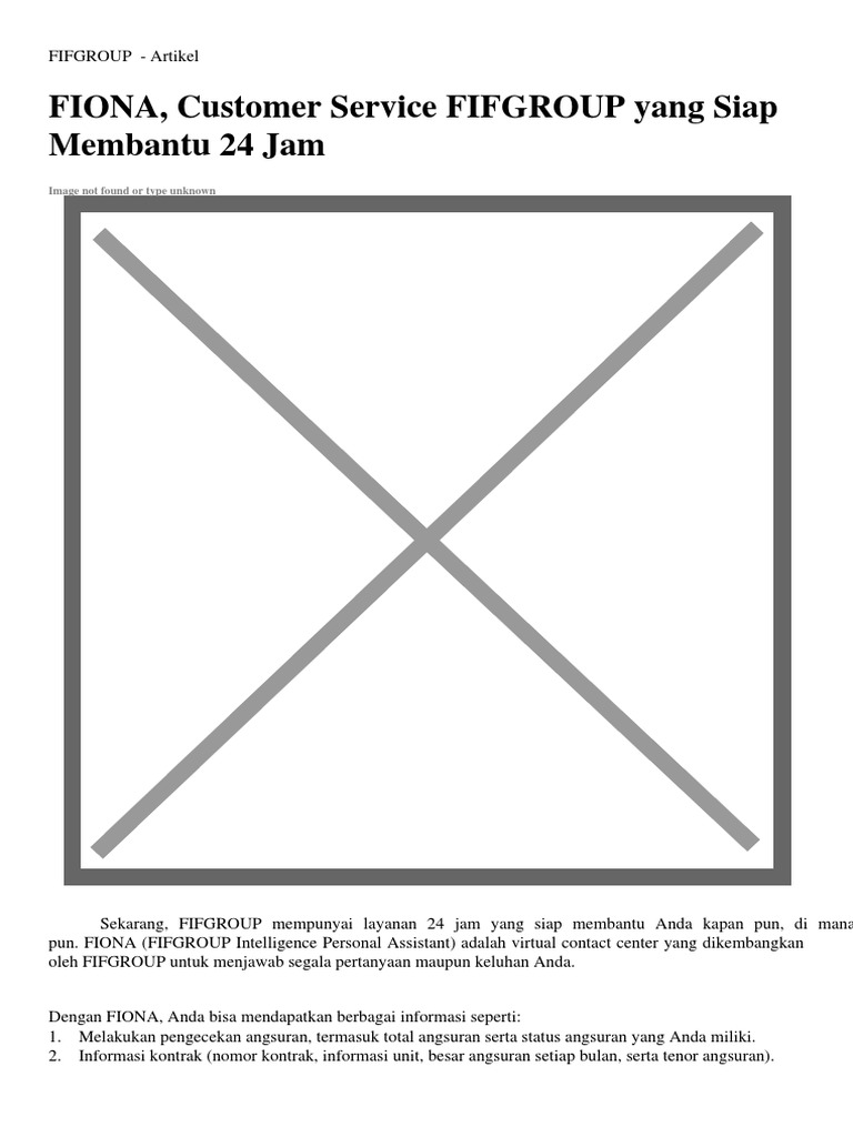Artikel-FIONA, Customer Service FIFGROUP Yang Siap Membantu 24 Jam | PDF