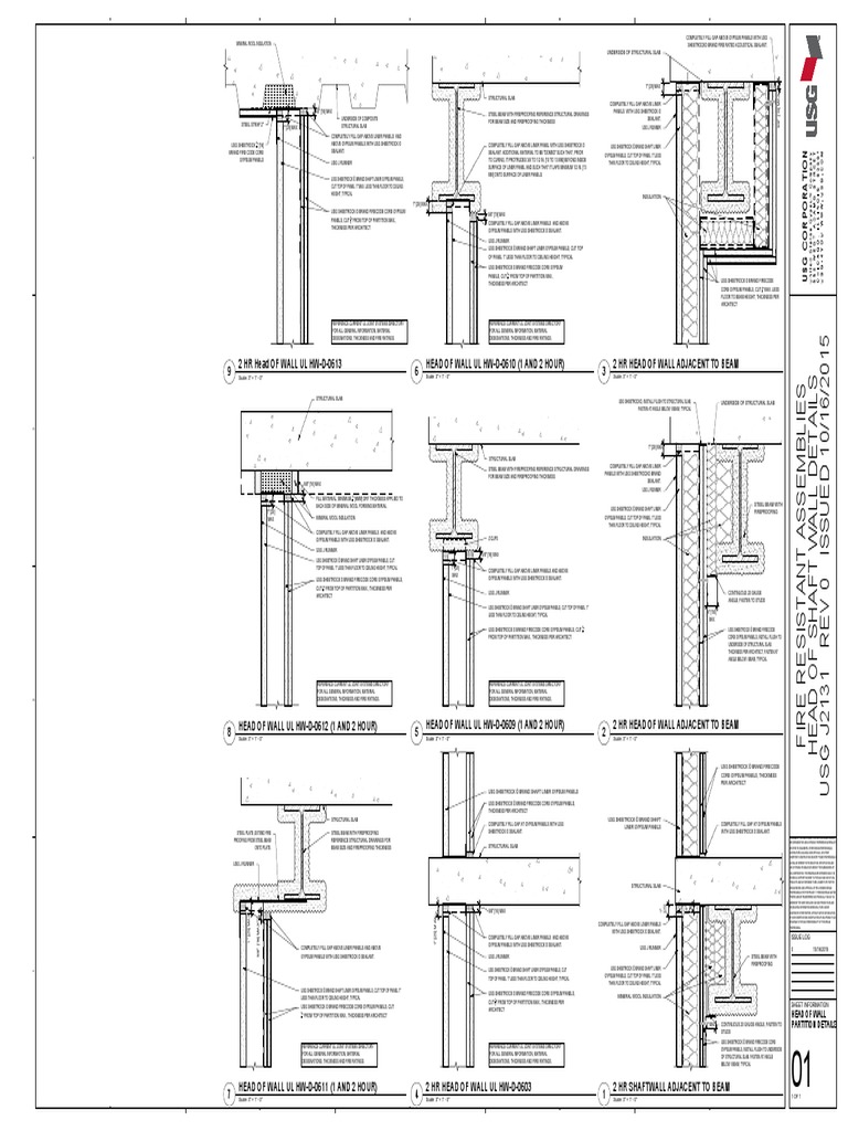 Usg Fire Resistant Assemblies Head of Shaft Wall Details English j2131 | PDF