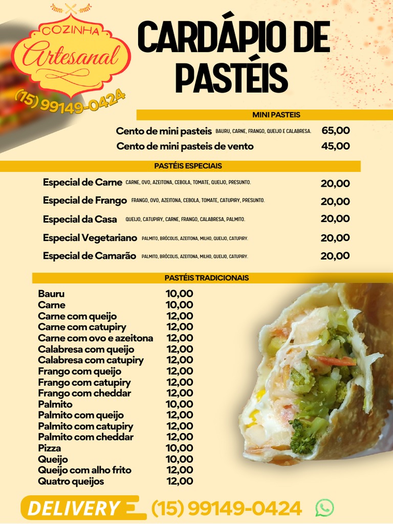 Cardápio Pastelaria Completo PDF | PDF