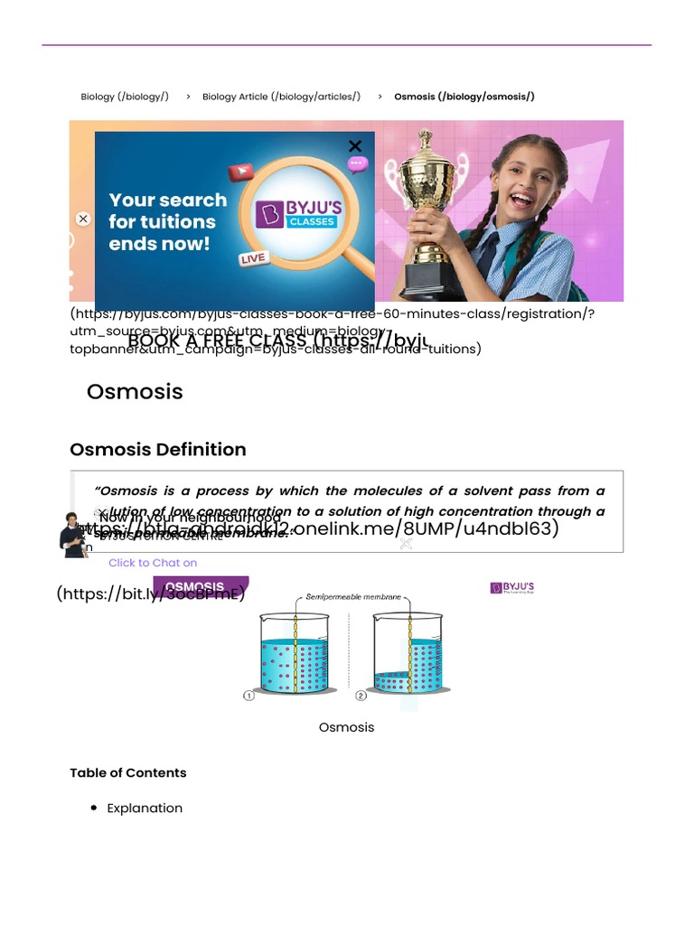 Understanding Osmosis: Types and Effects | PDF