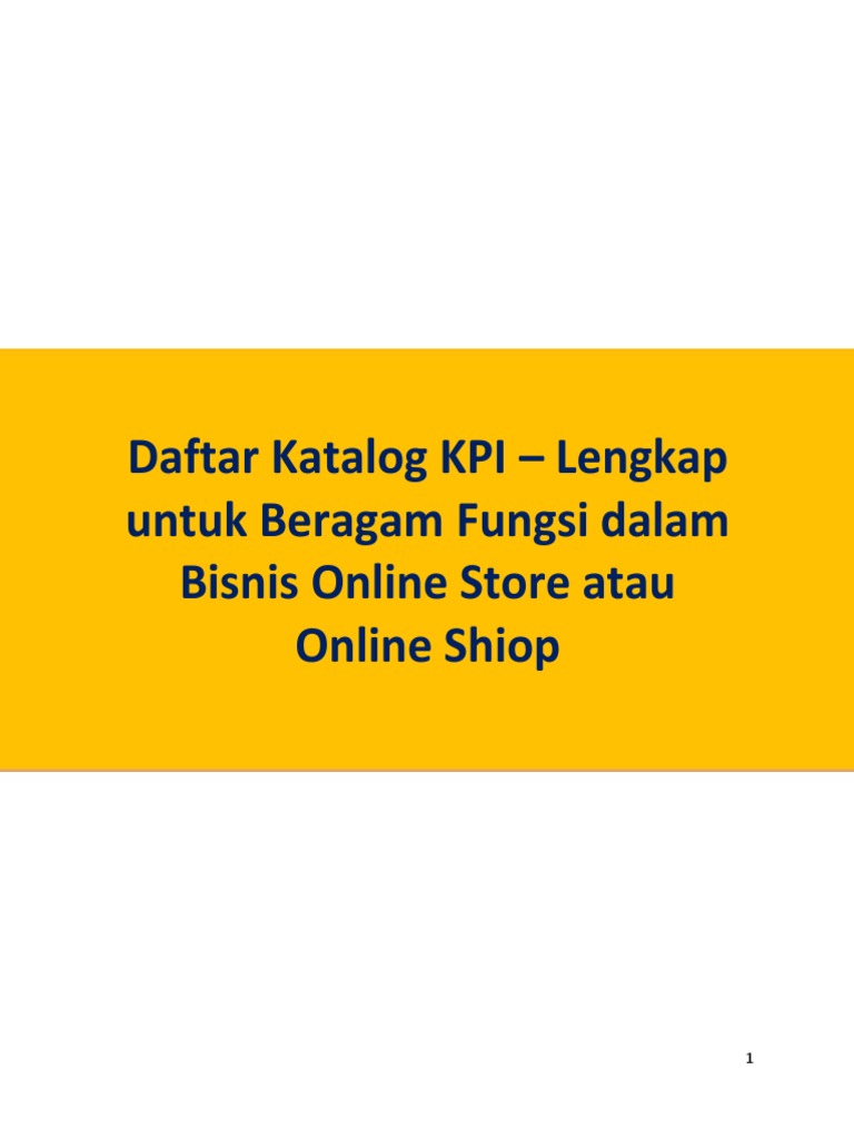 Daftar Katalog KPI - Online Shop Dan Online Store | PDF | Bisnis
