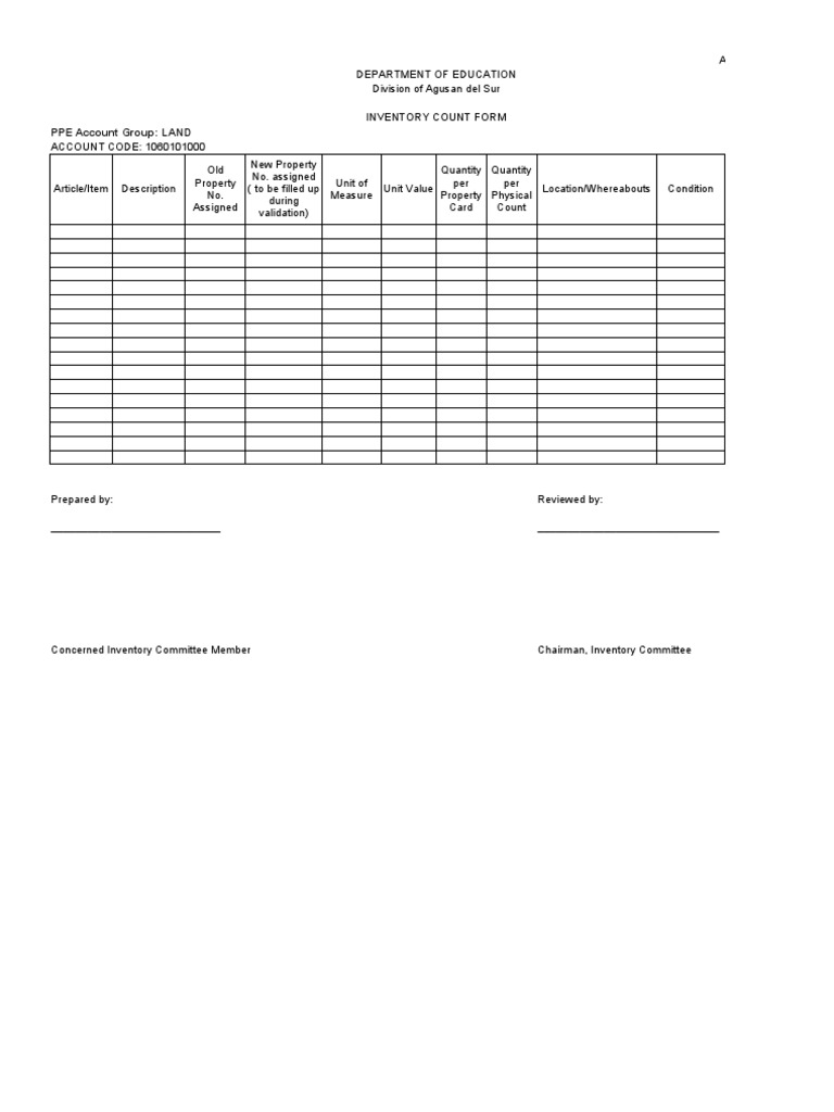 Annex A Inventory Account Form | PDF | Inventory | Economies