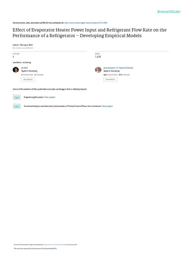 Effectof Evaporator Heater Power Inputand Refrigerant Flow Rateonthe ...