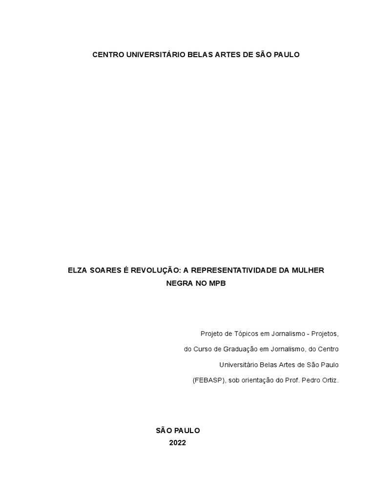 Projeto TCC - Elza Soares | PDF