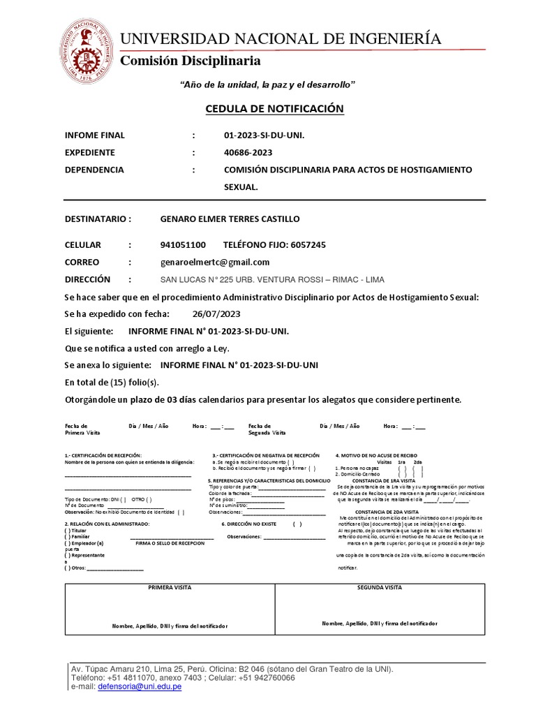 IINFORME FINAL-FAUA-SI-2023 Con Ced | PDF