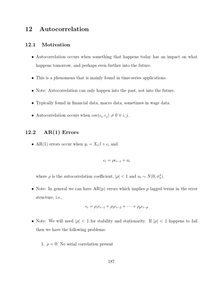 Auto Correlation | Download Free PDF | Autocorrelation | Errors And Residuals