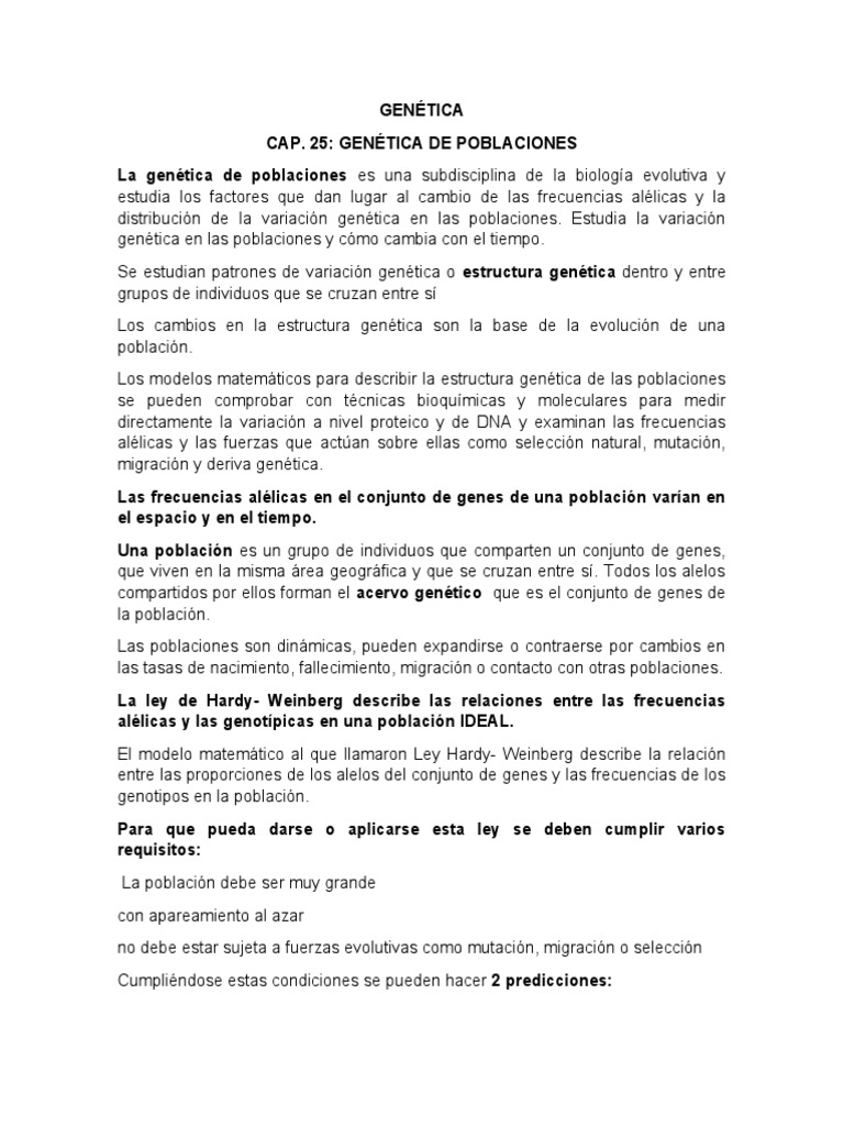 Genética de Poblaciones: Ley de Hardy-Weinberg | PDF | Ciencias sociales