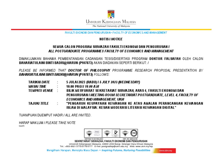 notis pembentangan pelajar | PDF