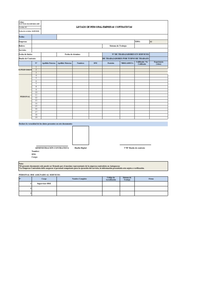 Listado de Personal | PDF