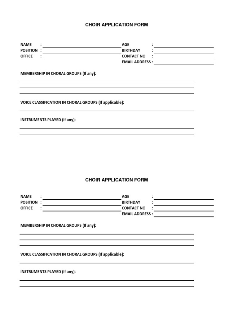 Choir Application for Singers | PDF