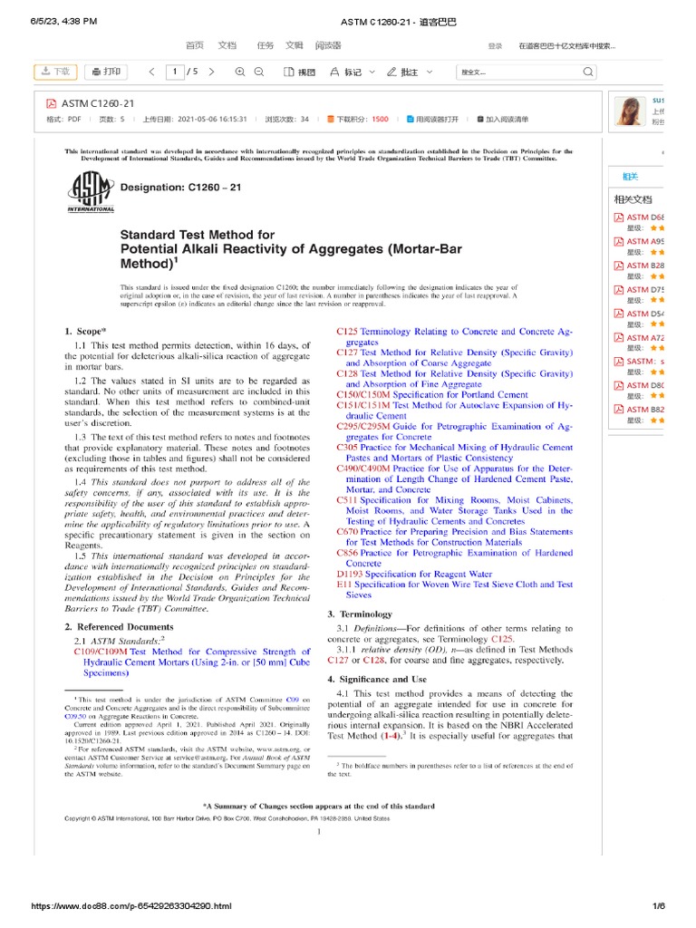 Astm c1260-21 - 道客巴巴 | PDF
