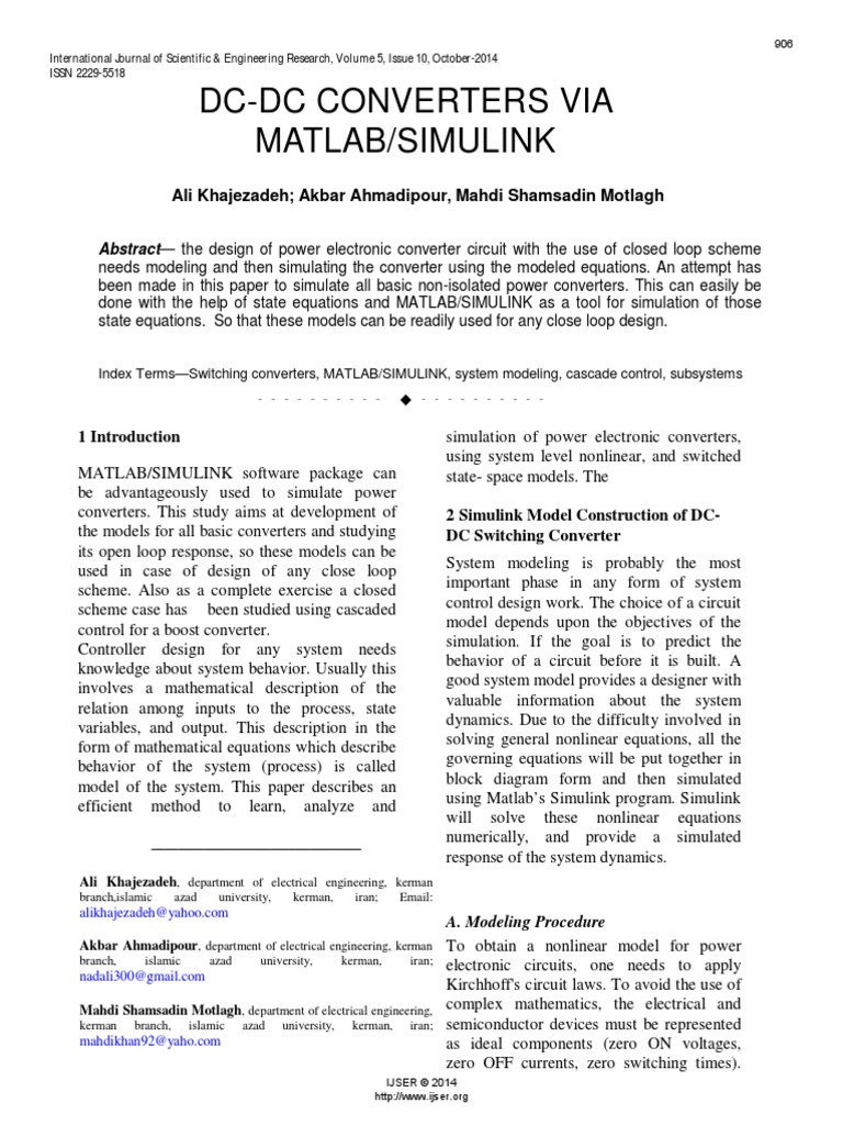 DC DC Converters Via Matlab Simulink | PDF