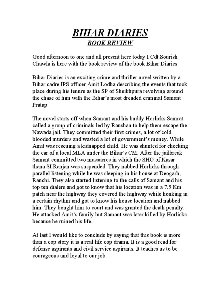 Book Reveiw of Bihar Diaries | PDF