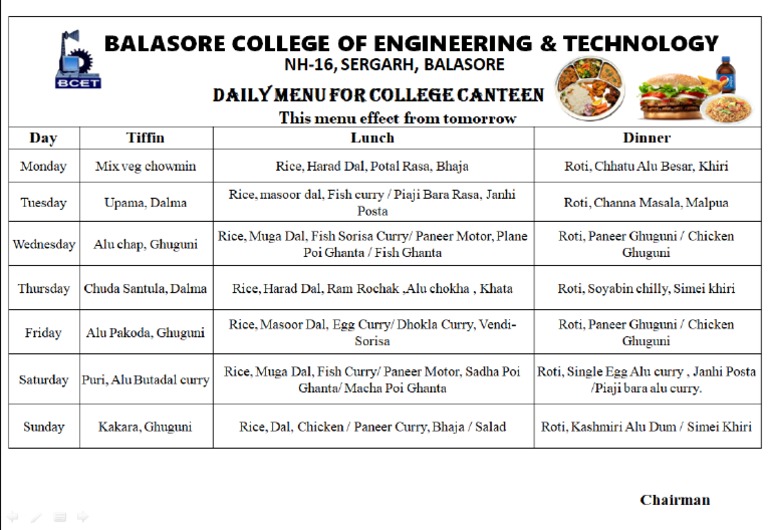 Daily canteen menu | PDF