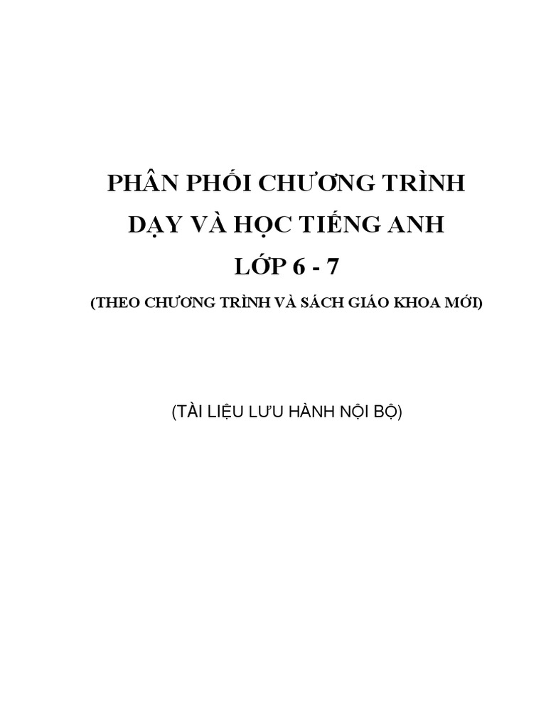 Tiếng Anh 6-7 - PPCT | PDF