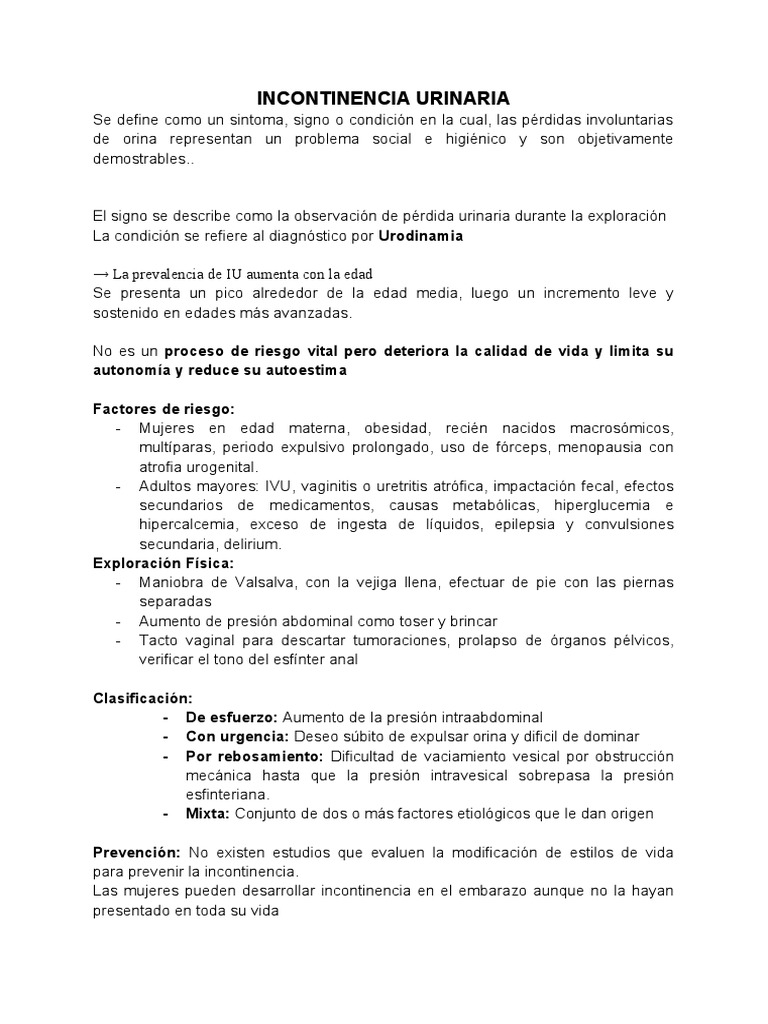 Incontinencia Urinaria | PDF