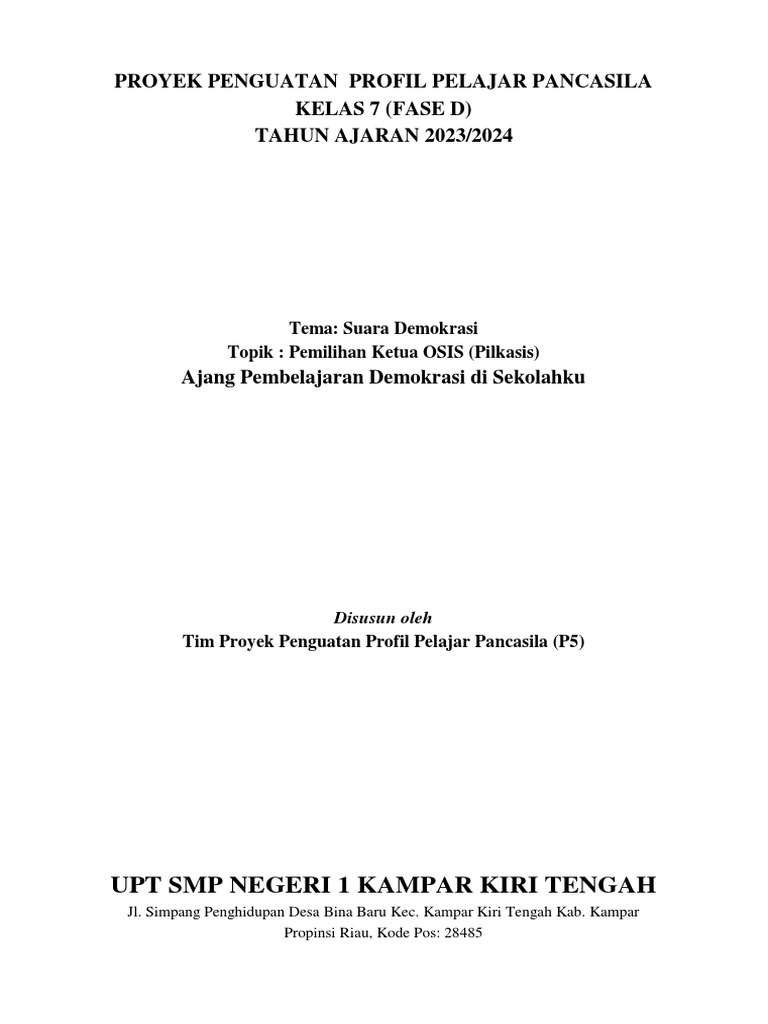 1. Modul p5 Suara Demokrasi Upt Smpn 1 Kkt 2023 2024 | PDF