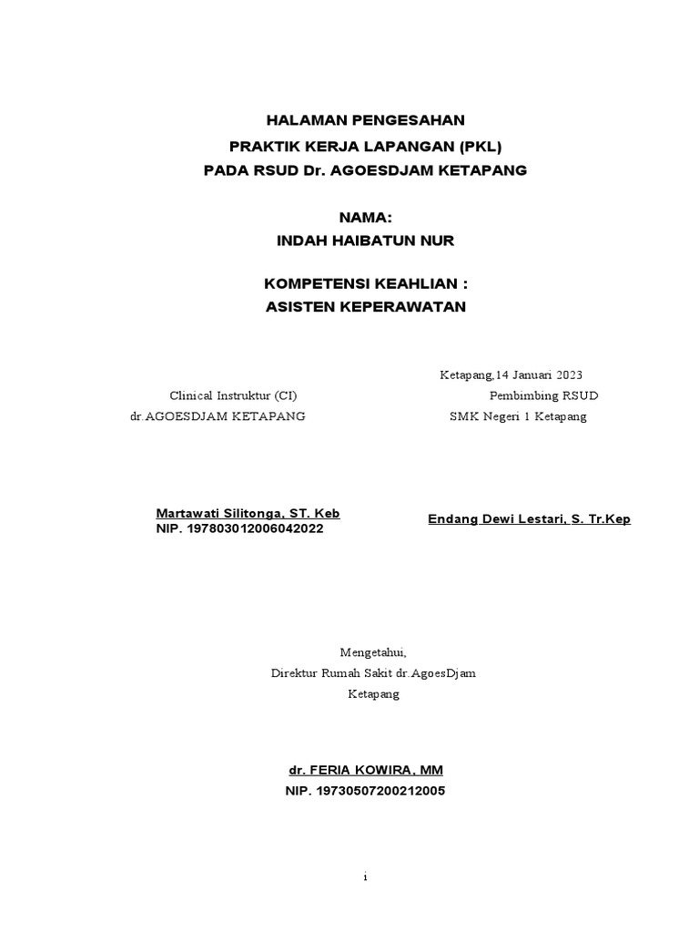 LAPORAN MAGANG Indah PKLN | PDF
