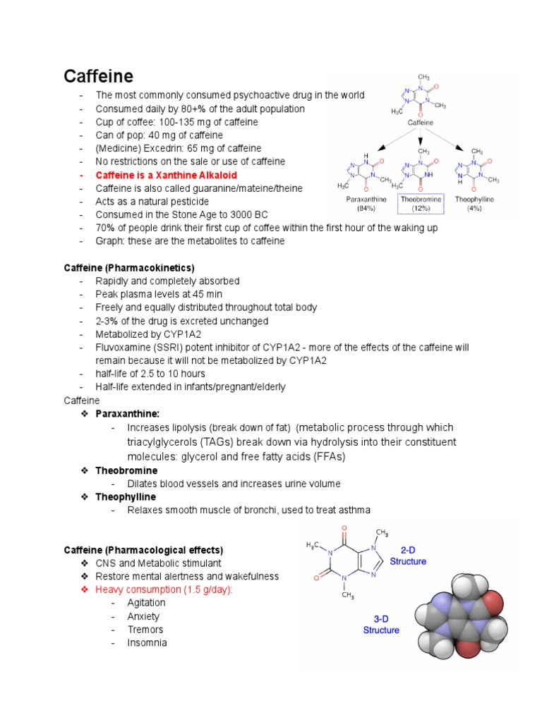 Caffeine and Nicotine Psychostimulants Notes | PDF