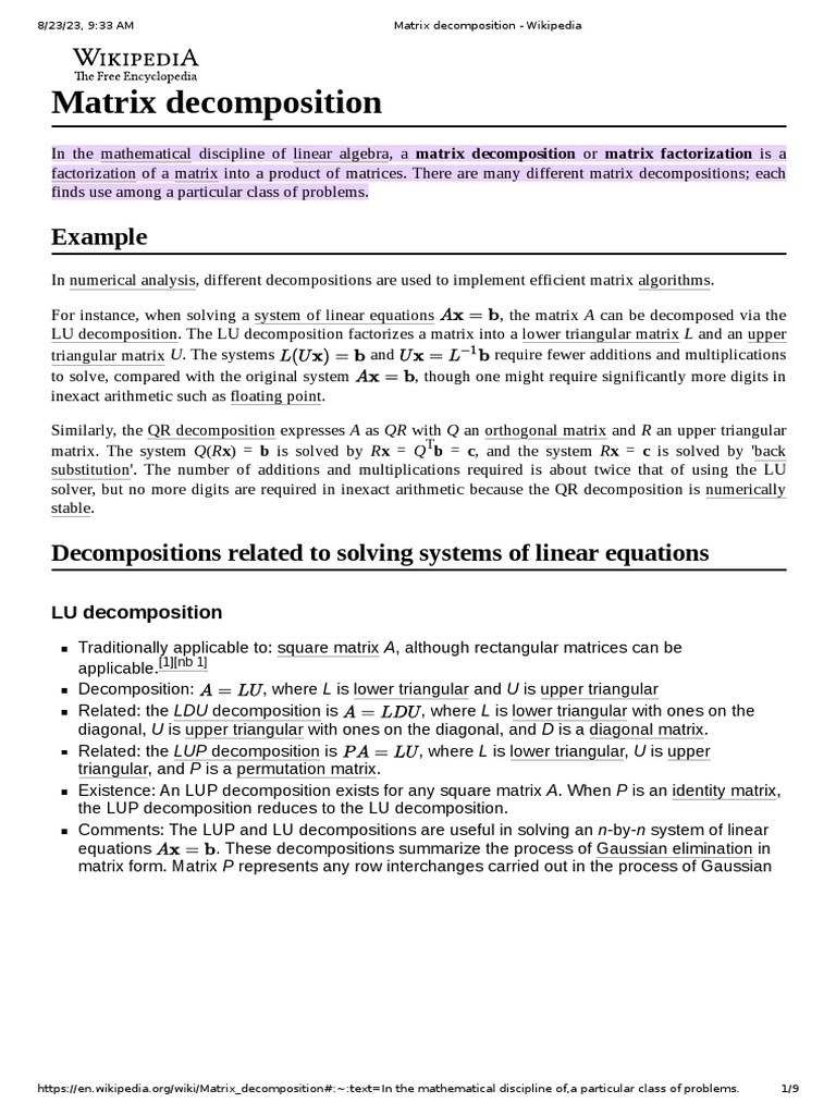 Matrix Decomposition Chap1 | PDF | Eigenvalues And Eigenvectors | Matrix (Mathematics)
