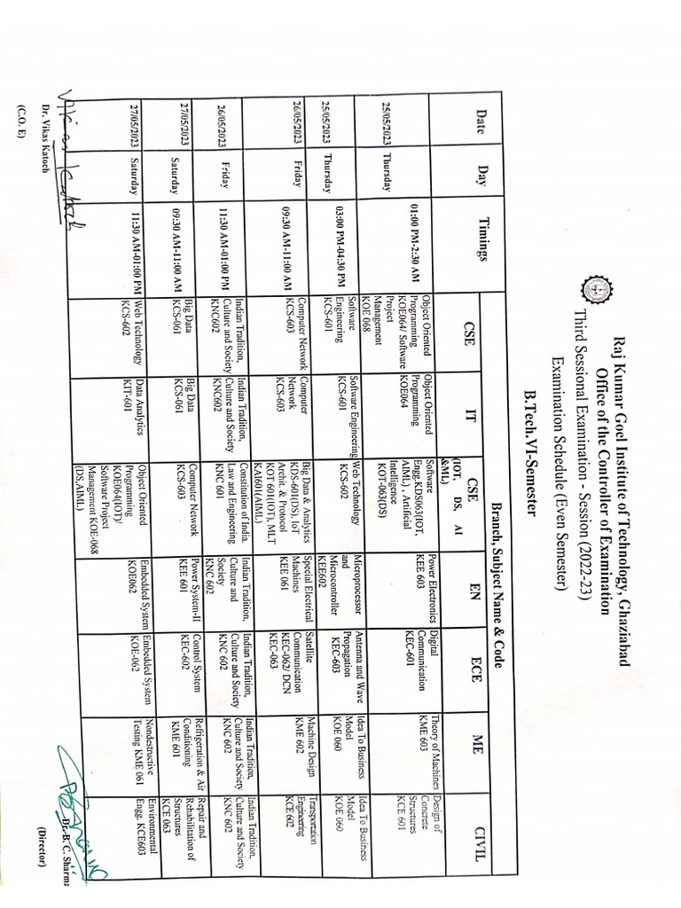 ST 3 Schedule B. Tech III Year Even Sem. 2022 23 | PDF