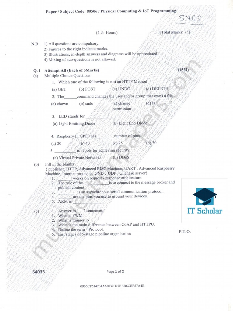Sybsc-cs Sem3 Pc&Iot Apr19 | PDF