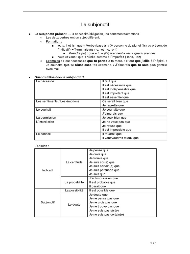 Le Subjonctif | PDF