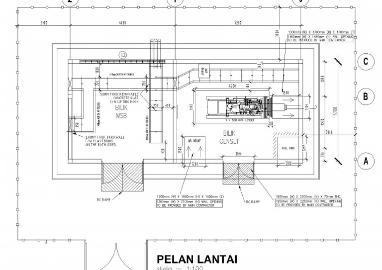 Cad. Plan Lantai Genset | PDF