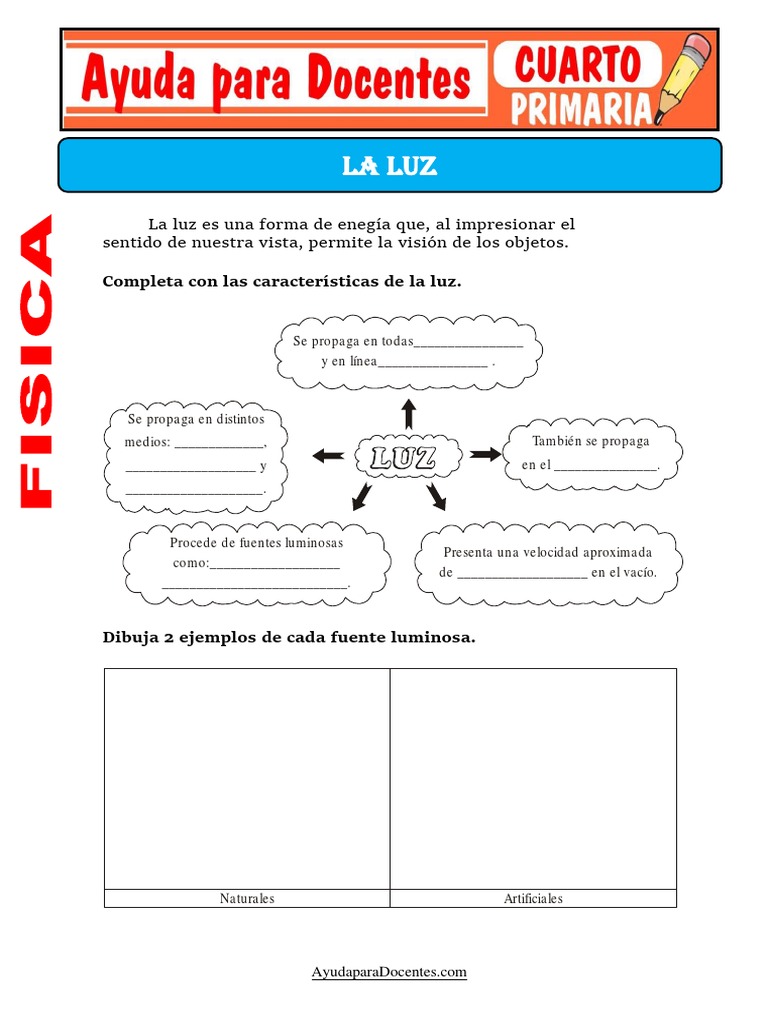 Fichas de La Luz para Cuarto de Primaria | PDF