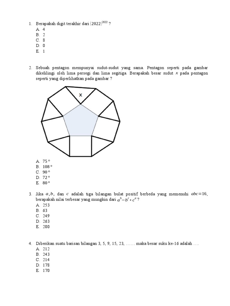 Latihan Soal Olimpiade Math | PDF