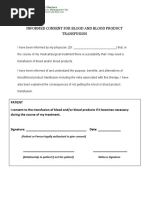 Blood Transfusion Consent Form | PDF