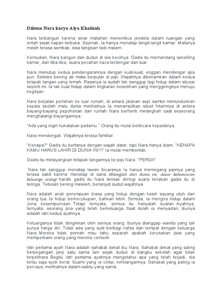 Dilema Nara Karya Alya Khalisah | PDF