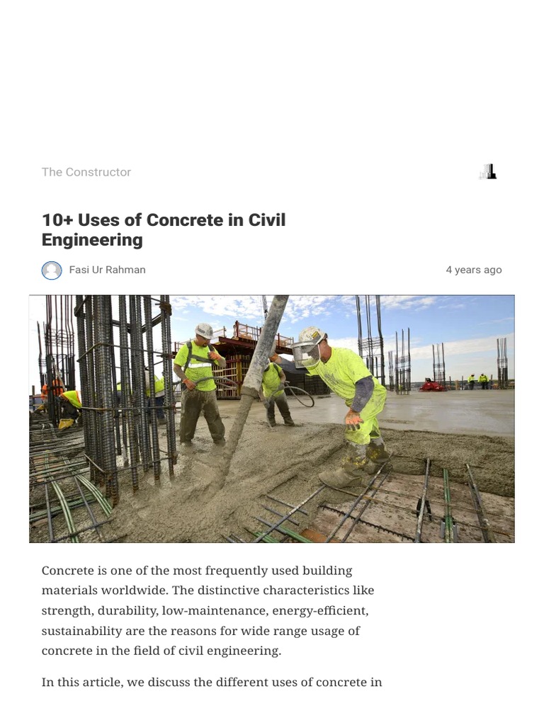 10+ Uses of Concrete in Civil Engineering - The Constructor | PDF