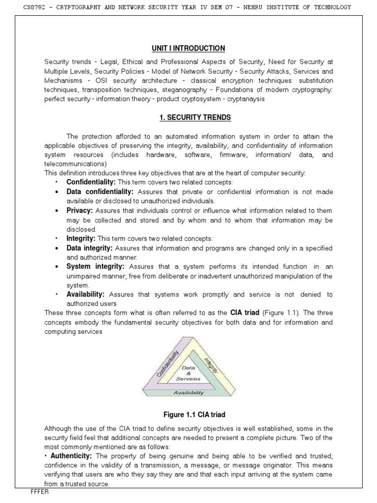 Unit 1 | Download Free PDF | Cryptography | Cryptanalysis