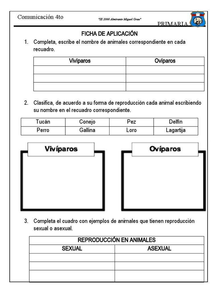 FICHA REPRODUCCION DE ANIMALES | PDF