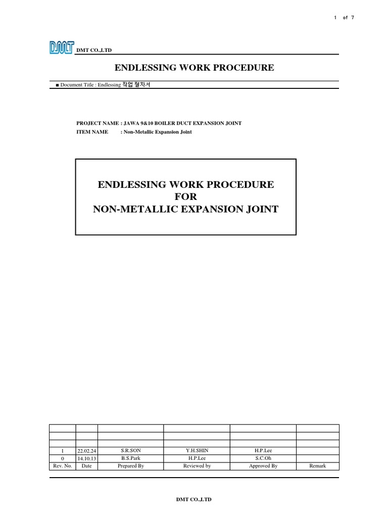 Endless Work Procedure (Bellows repair 추가) | PDF