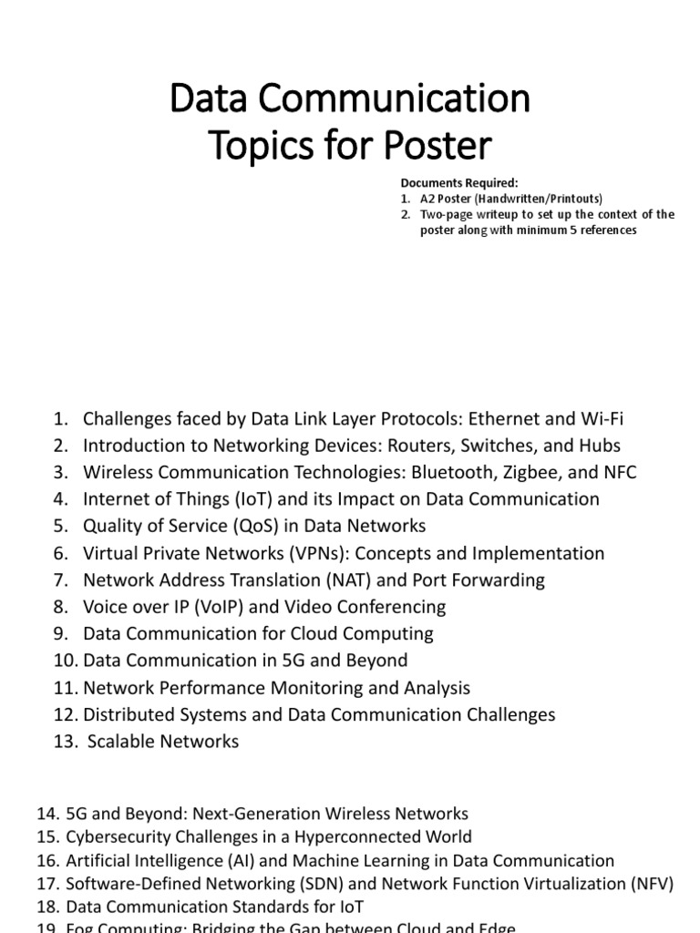 Data Communication (Topics for Poster) | PDF