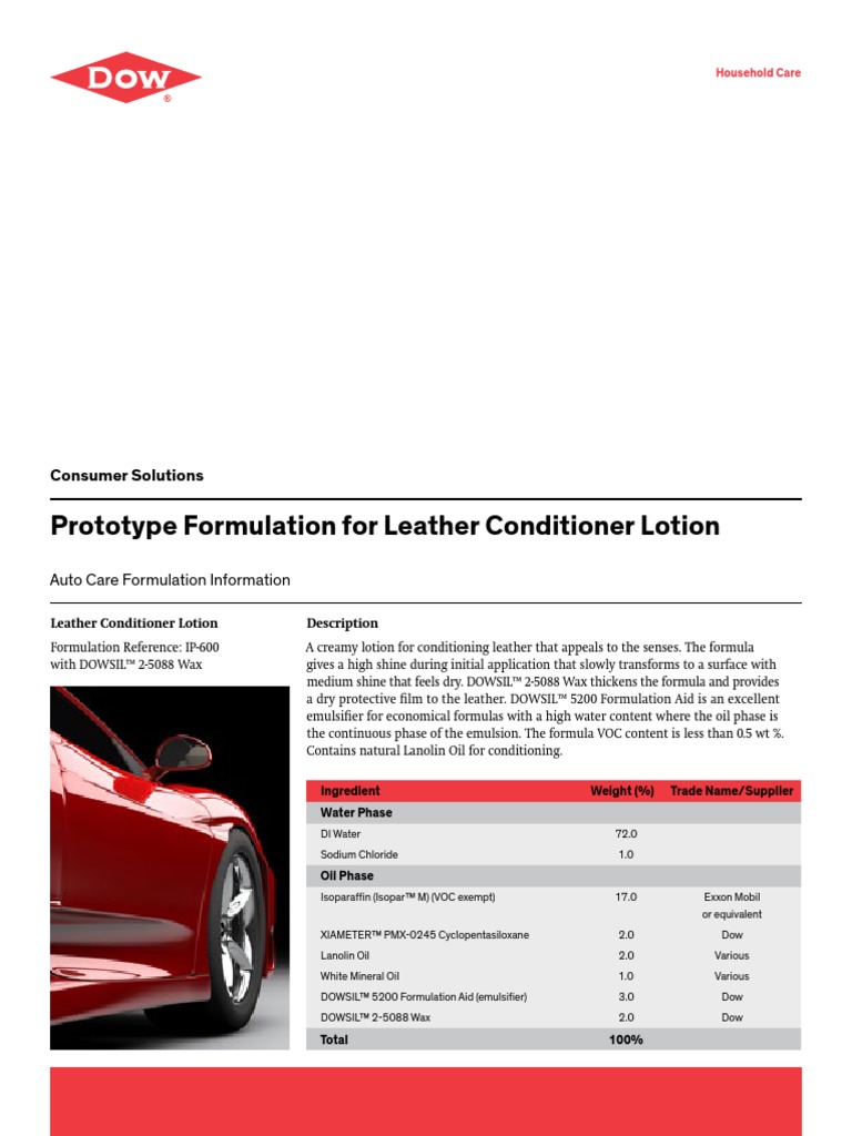 26 1271 01 Prototype Formulation Leather Lotion | PDF | Emulsion | Oil