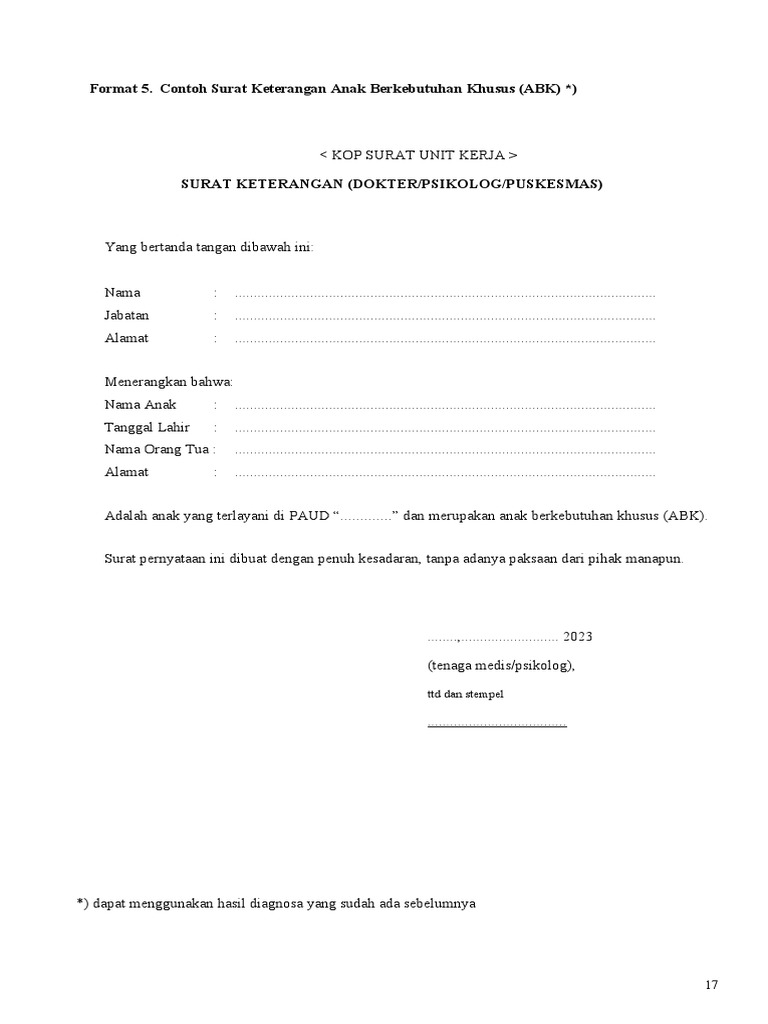 Surat_Keterangan_Anak_Berkebutuhan_Khusus_(ABK) | PDF