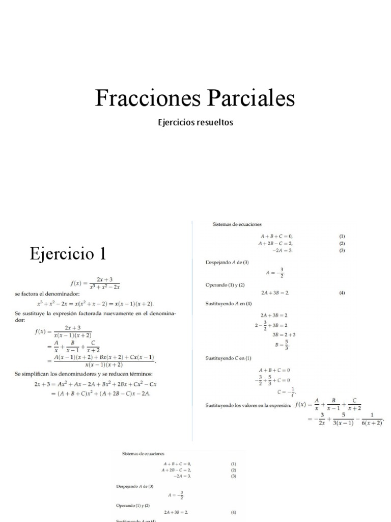 Guía de Ejercicios Fracciones Parciales | PDF