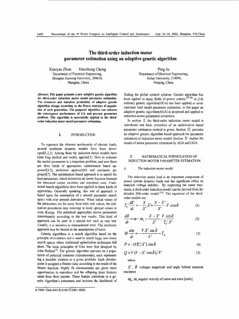 The Induction Motor Parameter Estimation Using Genetic Algorithm 3 Pdf Genetic Algorithm