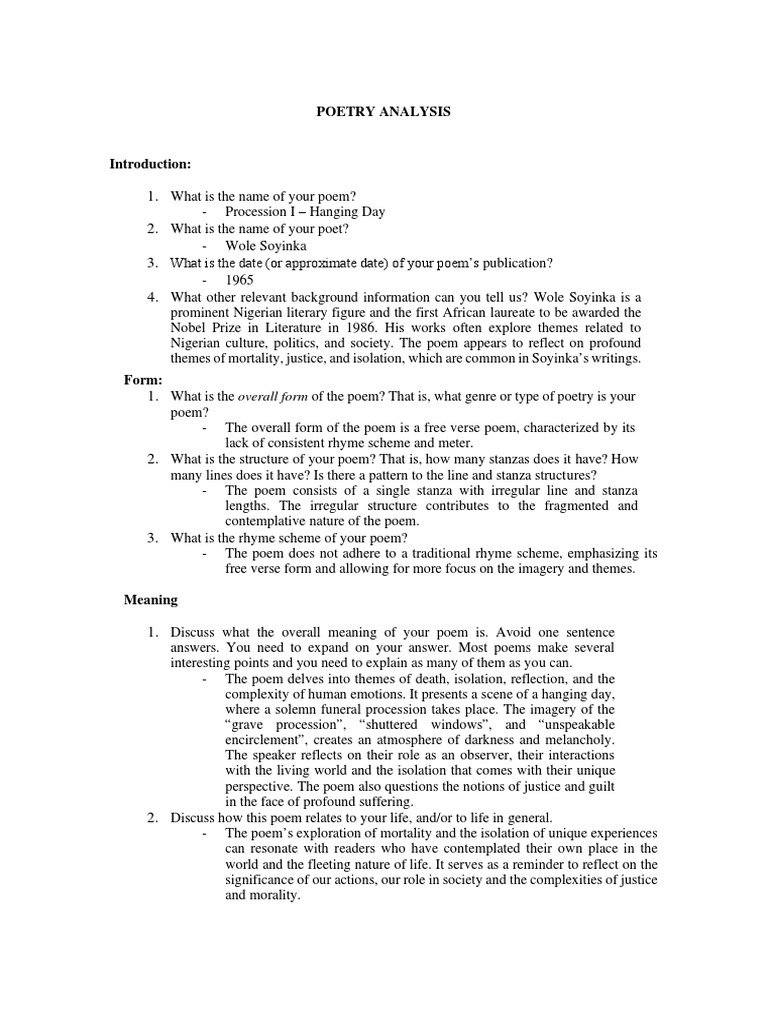 Villanueva Poetry Analysis Template BSEE 35 | PDF | Poetry