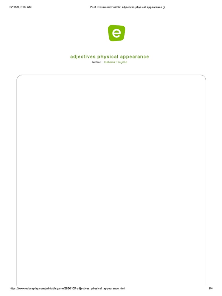 Adjectives for Physical Appearance Puzzle | PDF