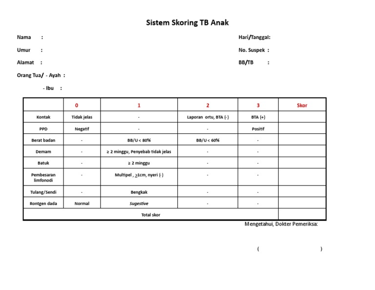 Skoring TB Anak: Panduan Dokter | PDF