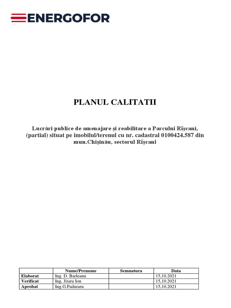 planul calitatii chisinau | PDF