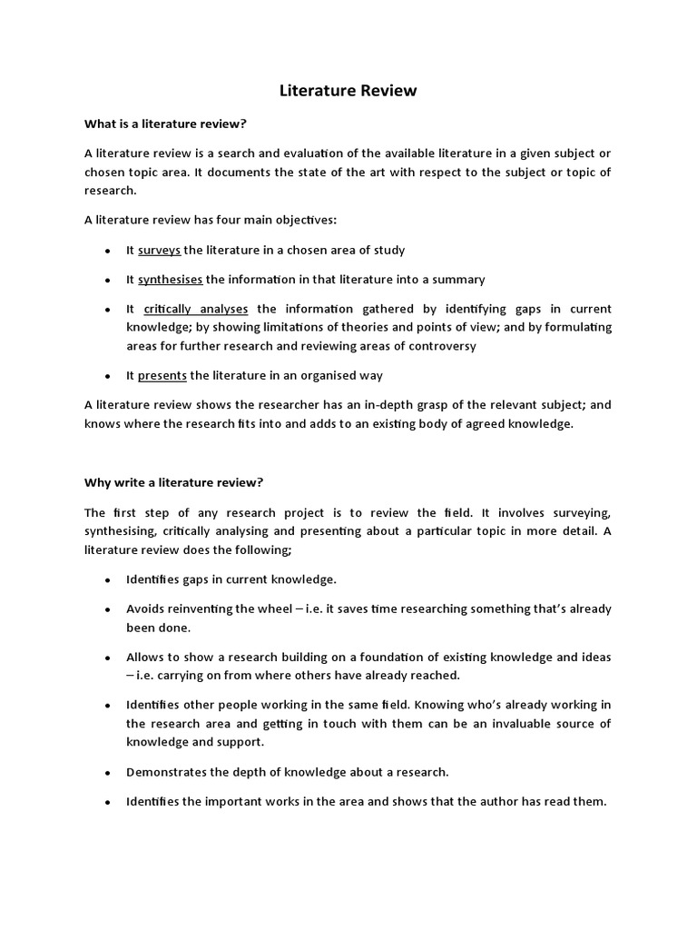 4.Literature Review - Notes | PDF