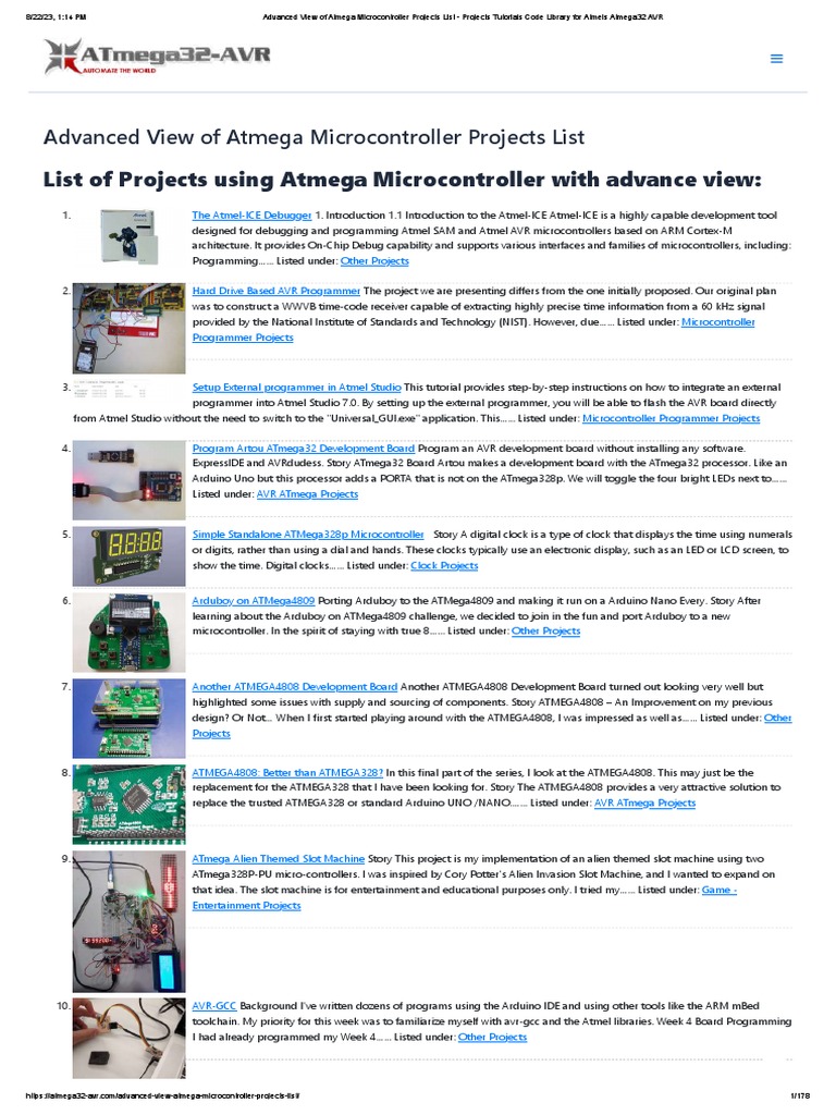 Advanced View of Atmega Microcontroller Projects List - Projects Tutorials Code Library For ...